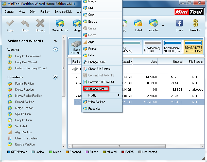 How To Make Partition Surface Test Minitool Partition Wizard Tutorial