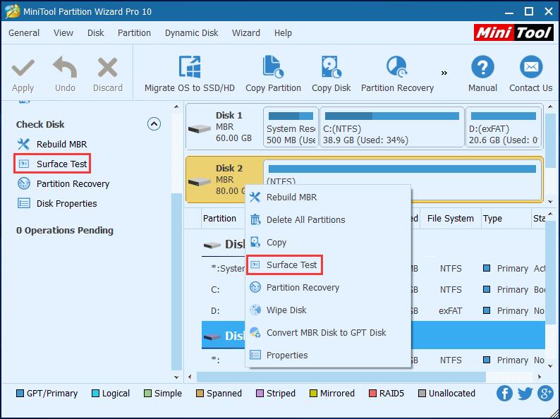 How To Make Disk Surface Test Minitool Partition Wizard Tutorial