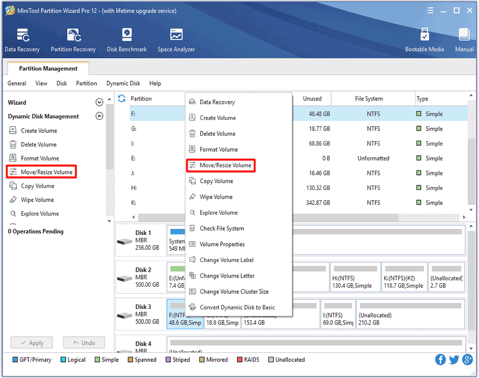 How To Moveresize Dynamic Volume Minitool Tutorial Minitool Partition Wizard