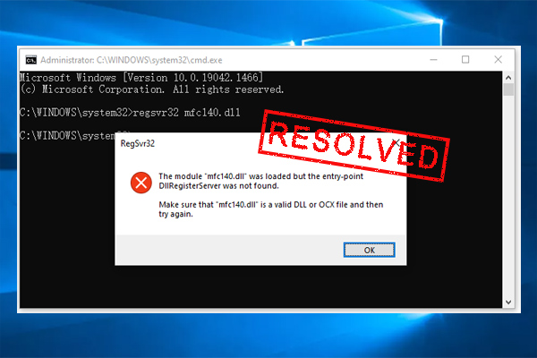 How To Fix Dllregisterserver Was Not Found” Error On Windows 10 Minitool Partition Wizard