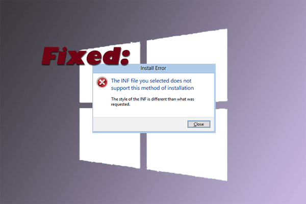 Fix The INF File Does Not Support This Method of Installation Error
