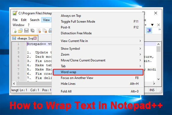 How To Wrap Text In Notepad Windows 1011 Get The Full Guide Minitool Partition Wizard