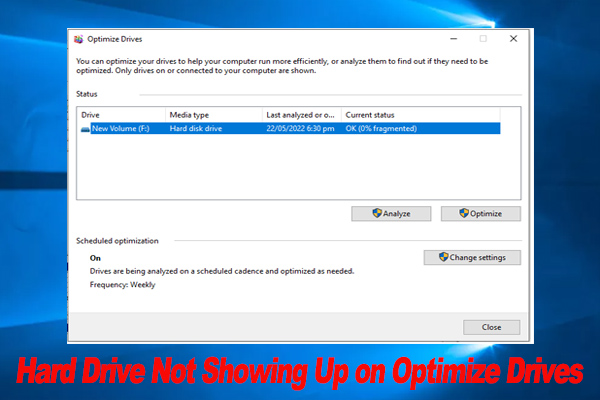 Hard Drive Not Showing Up On Optimize Drives Fixed