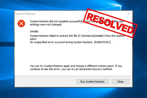 Fixed System Restore Failed To Extract The File On Windows 1011