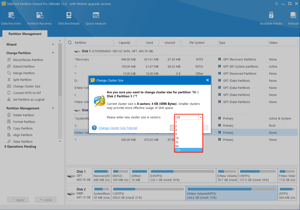 Change Block Size from 4K to 64K with/without Formatting Freely