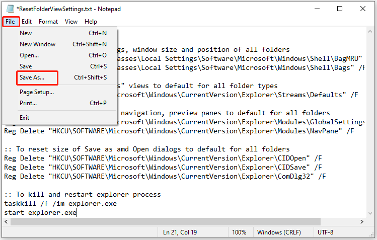 Restore File Explorer to Default Settings (General/View/Search)