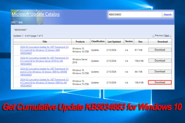Cumulative Update KB5034683 for Windows 10 & Server 2019 | Get It Now