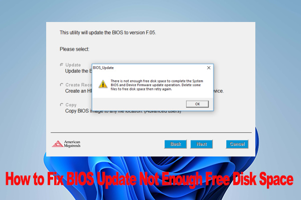 How to Fix BIOS Update Failed Not Enough Free Disk Space Error