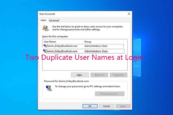 Quick Fixes for Two Duplicate User Names at Login Screen