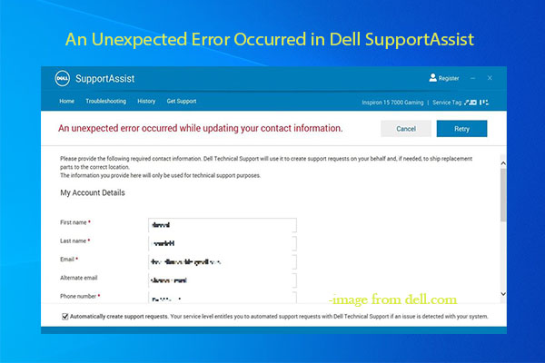 Unlock SupportAssist - An Unexpected Error Occurred