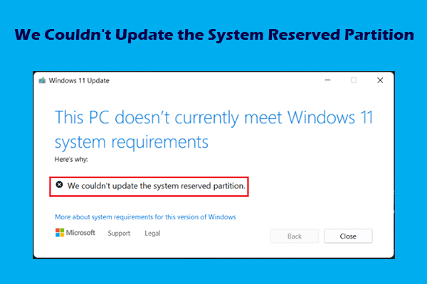 Fix: We Couldn't Update the System Reserved Partition Win11/10
