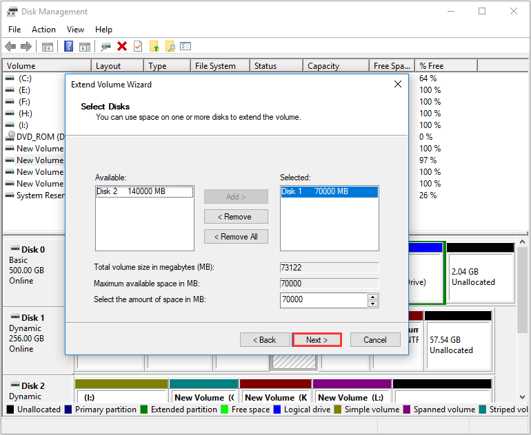 Extend Different Types of Dynamic Volumes with Screenshots Given ...