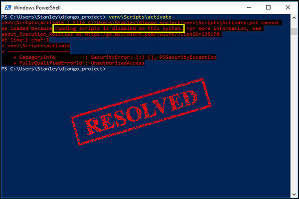 Resolved: Running Scripts Is Disabled on This System Resolved: Running Scripts Is Disabled on This System