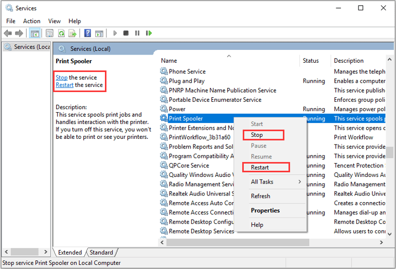 How To Stop And Restart The Print Spooler Service In Windows Epson 