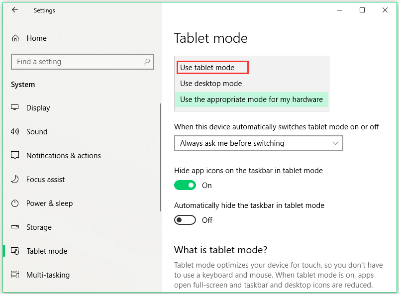Windows 10 Tablet Mode: What Is It and How to Turn on & off It ...