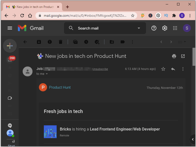 Gmail Dark Theme