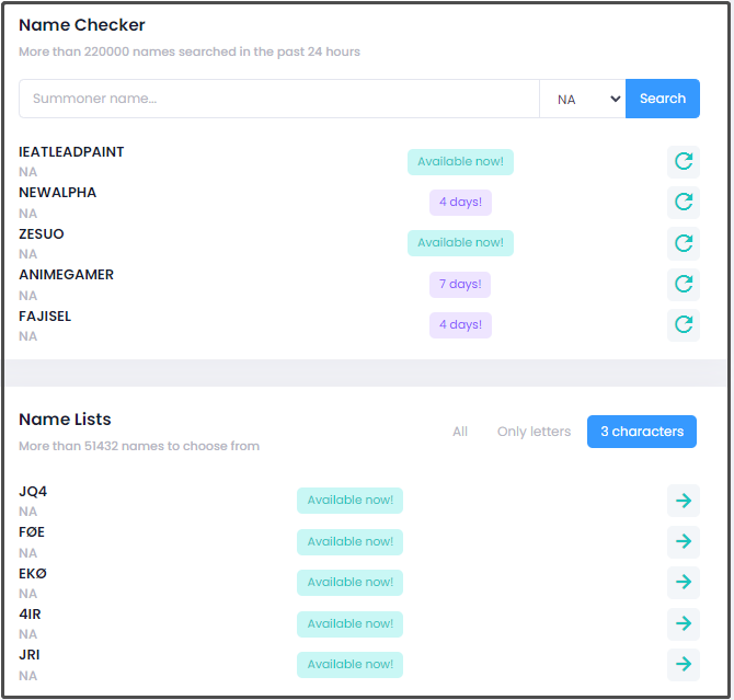 League Of Legends LOL Name Checker To Check Name Availability League Of Legends LOL Name Checker To Check Name Availability