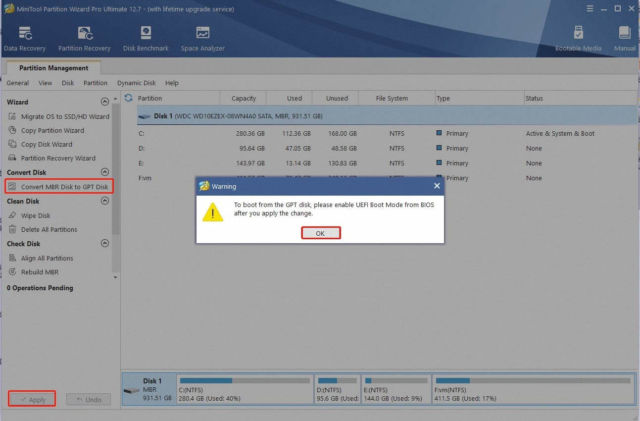 Fixed The Specified Disk Is Not Convertible On Windows 2 Cases Minitool Partition Wizard