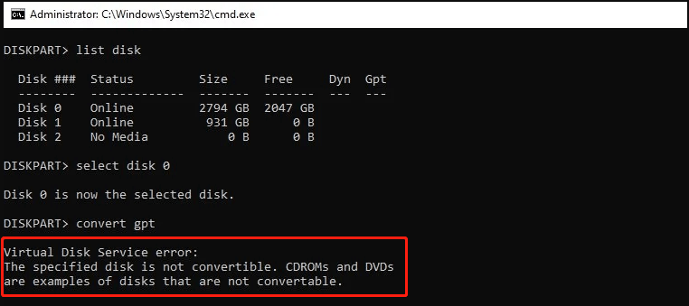 Fixed The Specified Disk Is Not Convertible On Windows 2 Cases