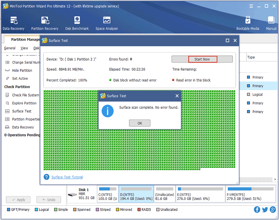 How To Make Partition Surface Test Minitool Tutorial Minitool Partition Wizard