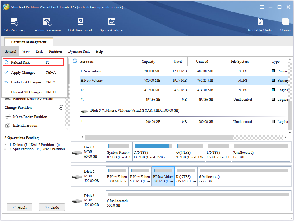How To Reload Disk Minitool Partition Wizard Help Tutorial Minitool Partition Wizard